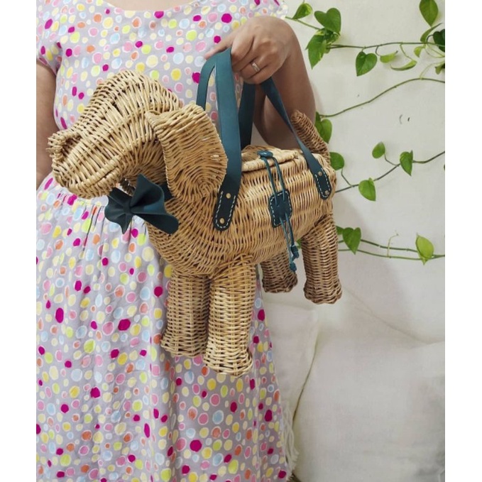 Natural Handwoven Wicker Rattan Animal Bag | Shopee Philippines