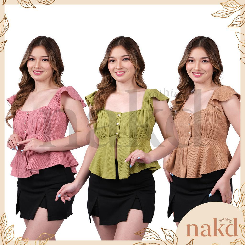 NAKD FASHION SUNNIVA CASUAL DAILY BUTTON DOWN RUFFLE PEPLUM SEXY SUMMER COMFY CASUAL TOP 1662 ...