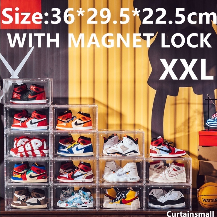 COD 6PCS Shoe Box XXL Size PP Plastic With Magnet Lock Shoe Rack ...