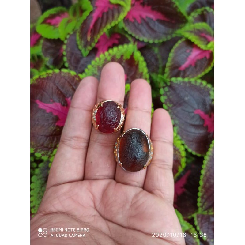MERAH Package OF 2 RED AND BROWN METEORIT RINGS (S) | Shopee Philippines