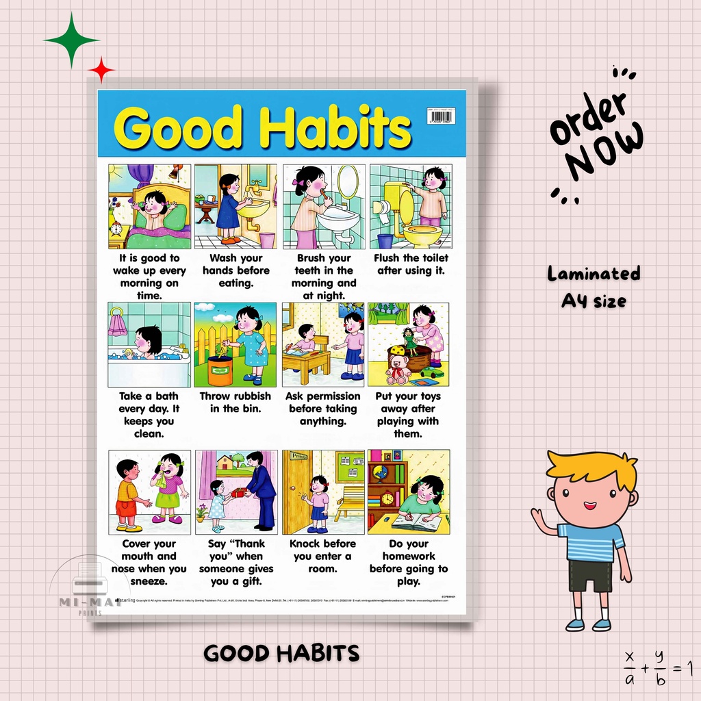 Laminated A4 Size Chart (Good Habits and Good Manners) / MI-MAI PRINTS ...