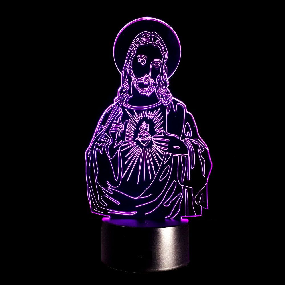 3D Optical Illusion Jesus Christ LED Lamp Bulbing Light Jesus Night ...