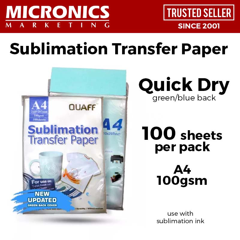 QUAFF Sublimation Paper A4 100gsm - Quick Dry Sublimation Paper (100 ...