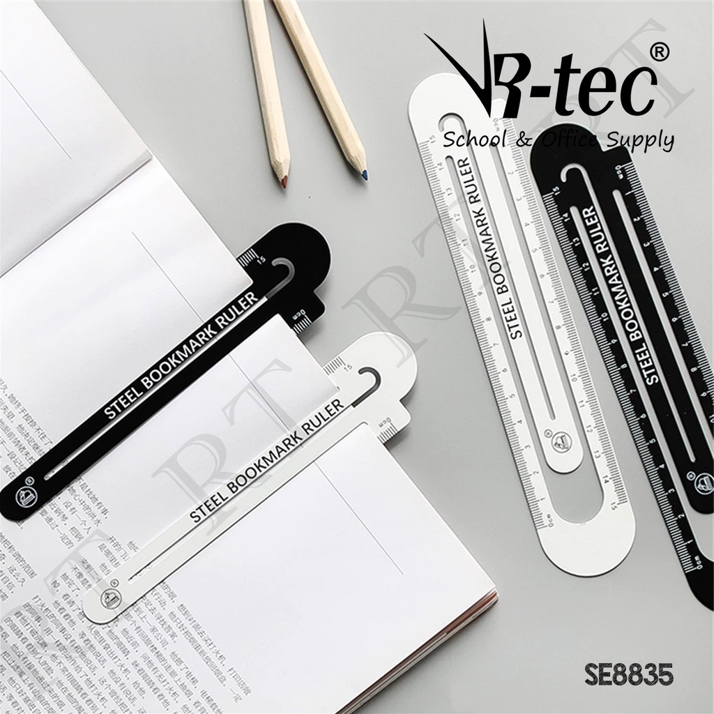 15cm White Black Color Steel Bookmark Ruler Protractor Straight Metal ...