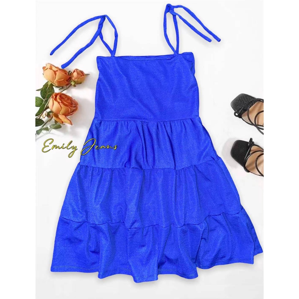 EMILY Spaghetti Self Tie Layered Shirred Dainty Dress BESTSELLER 10573 ...