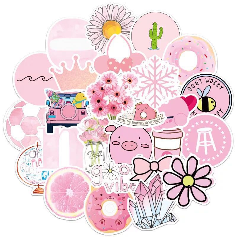 xs024-100pcs VSCO pink small fresh stickers waterproof suitcase ...