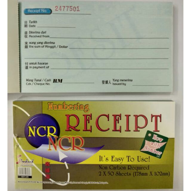 Standard SRN650 Numbering NCR Receipt Book | Shopee Philippines
