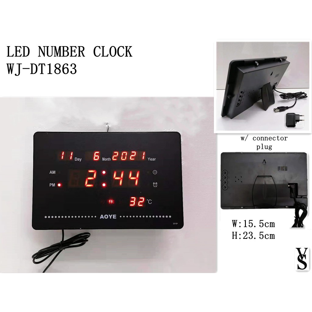[VS] LARGE DIGITAL Display LED WALL CLOCK MULTIFUNCTIONAL LED NUMBER ...