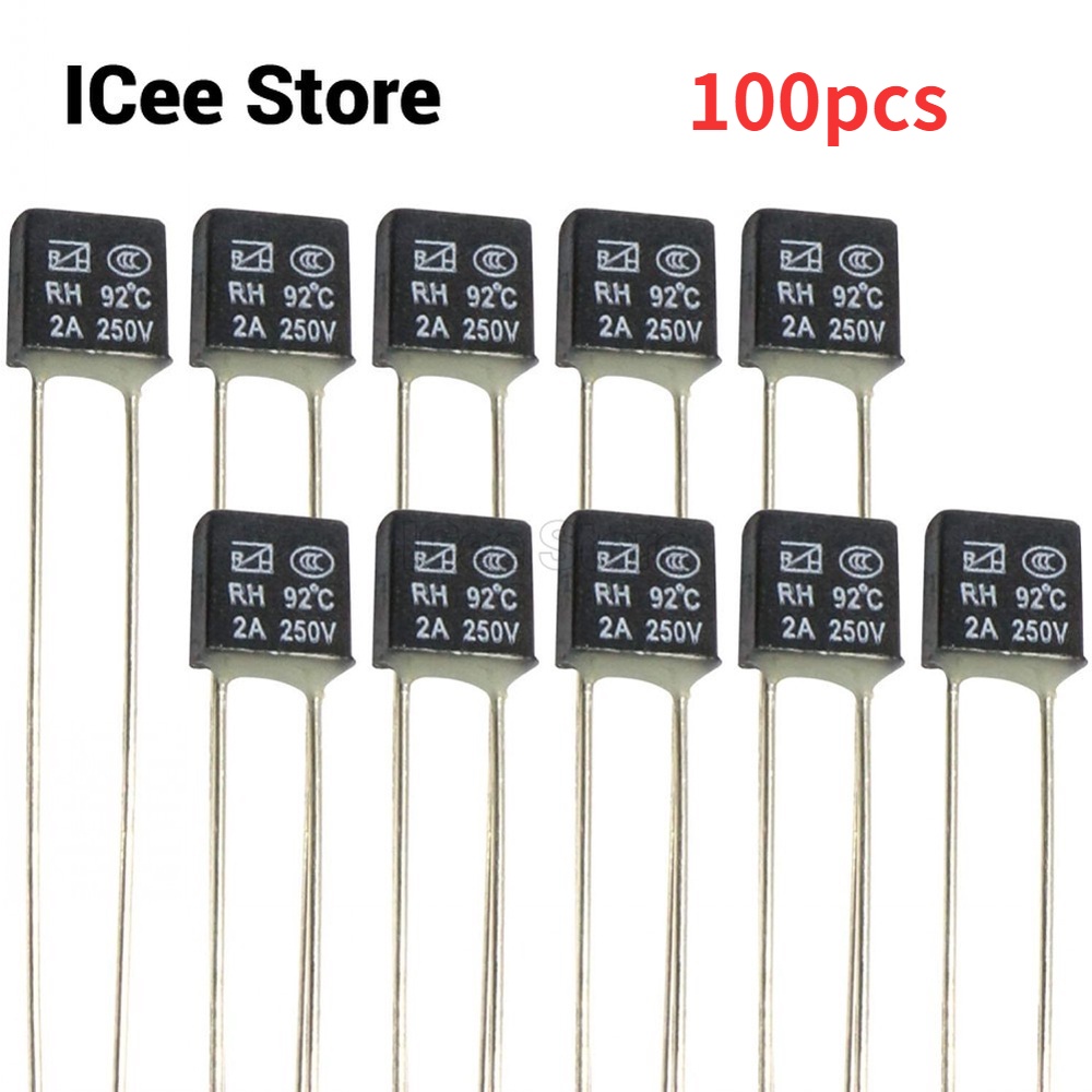 10/100Pcs Thermal Fuse 2A 250V Black Square for Fan Motor LED Fues 95 ...