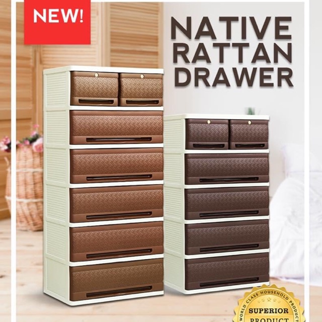 Zooey Native Rattan Drawer 6 Layer & 5 Layer | Shopee Philippines