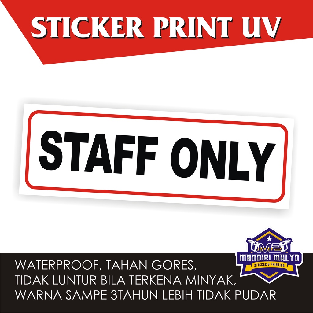 Sticker SIGN STAFF ONLY UK. 25x9 | Shopee Philippines