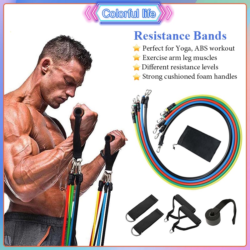 Manila 11-piece Tension Band Resistance Rope exercise band workout band ...