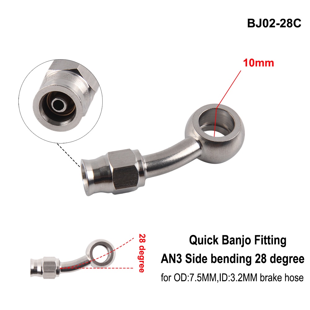 AN3 Motorcycle Motor Bike Hydraulic Brake Oil Hose Line Banjo Fitting M10x1 Stainless Steel 10mm ...