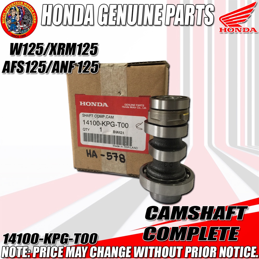W125/XRM125 AFS125/ANF 125 CAMSHAFT COMPLETE (HPI) (GENUINE: 14100-KPG ...