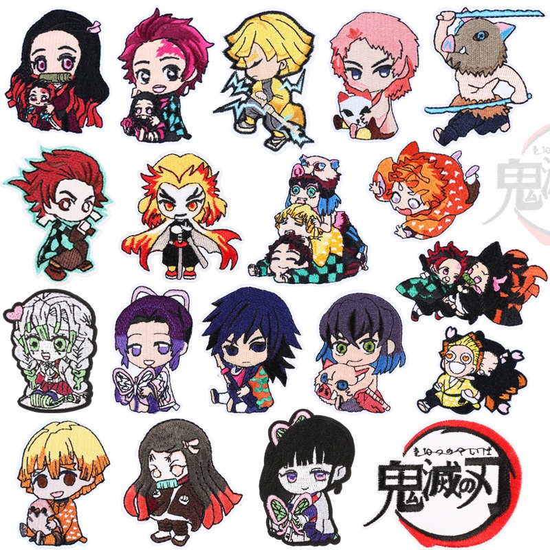 Anime Ghost Slayer Series Hot Melt Adhesive Embroidery Cloth Sticker ...