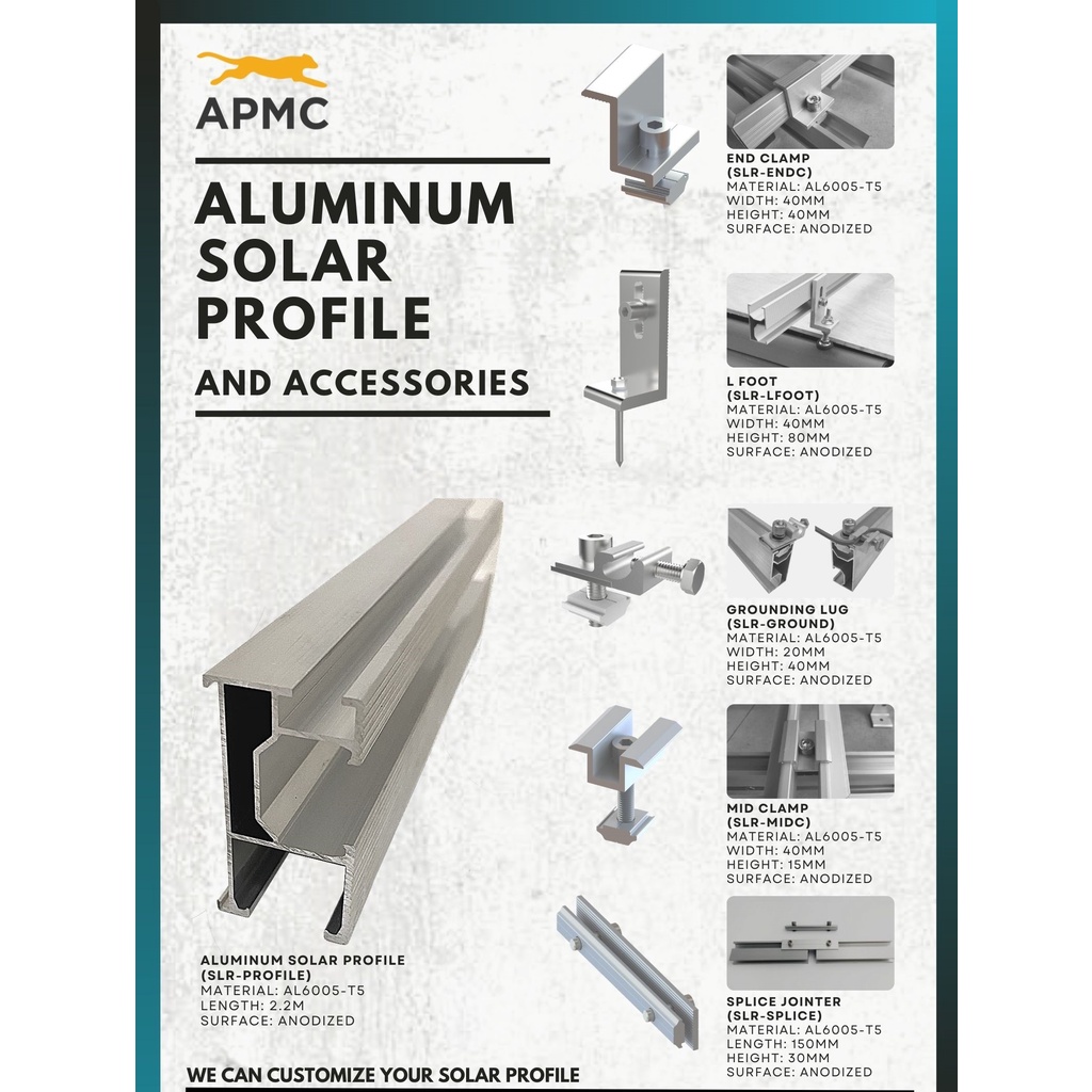 BuildIt Aluminum Solar Railings for Solar Panels (2.4M / 2.2M / 2.1M ...