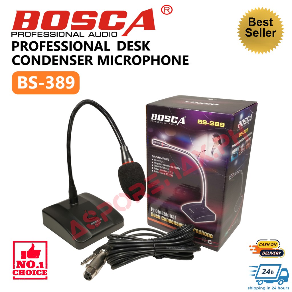 BOSCA Professional Desk Condenser Microphone BS-389 BLACK COD | Shopee ...