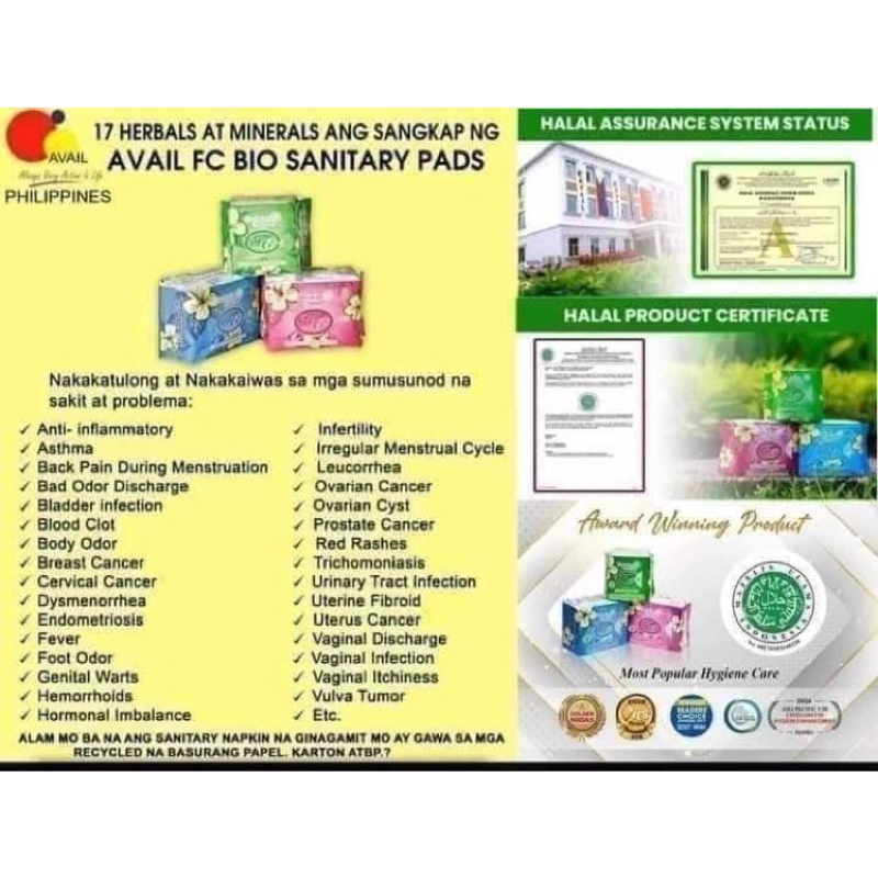 AVAIL FC BIO SANITARY PADS 100%original poven and tested | Shopee ...