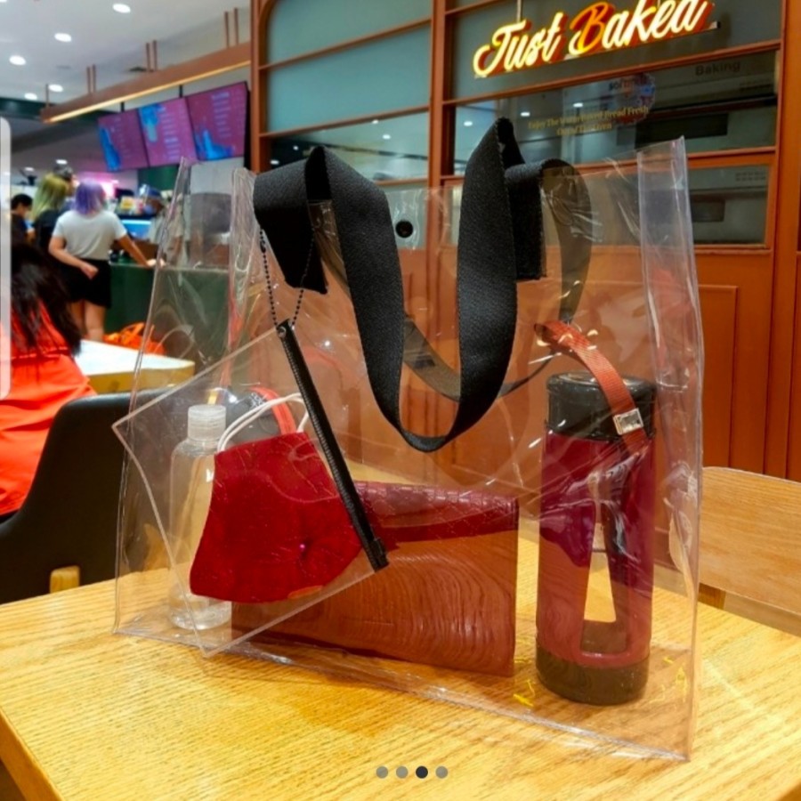 Large mica Tote bag | Transparent mica bag | Free mask pouch | Shopee ...