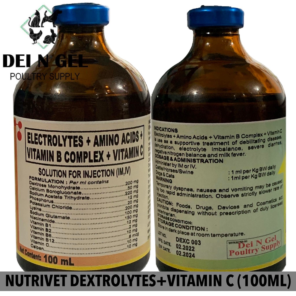 NUTRIVET DEXTROLYTES PLUS VITAMIN C FOR ANIMALS (100ML) | Shopee ...