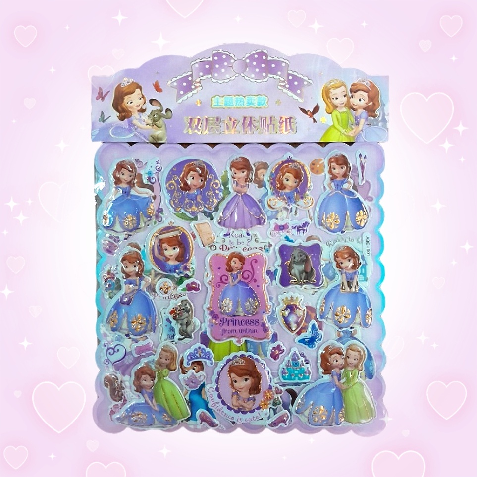 Embossed Stickers Disney Princess Sophia Character Sticker Kids Sticker ...