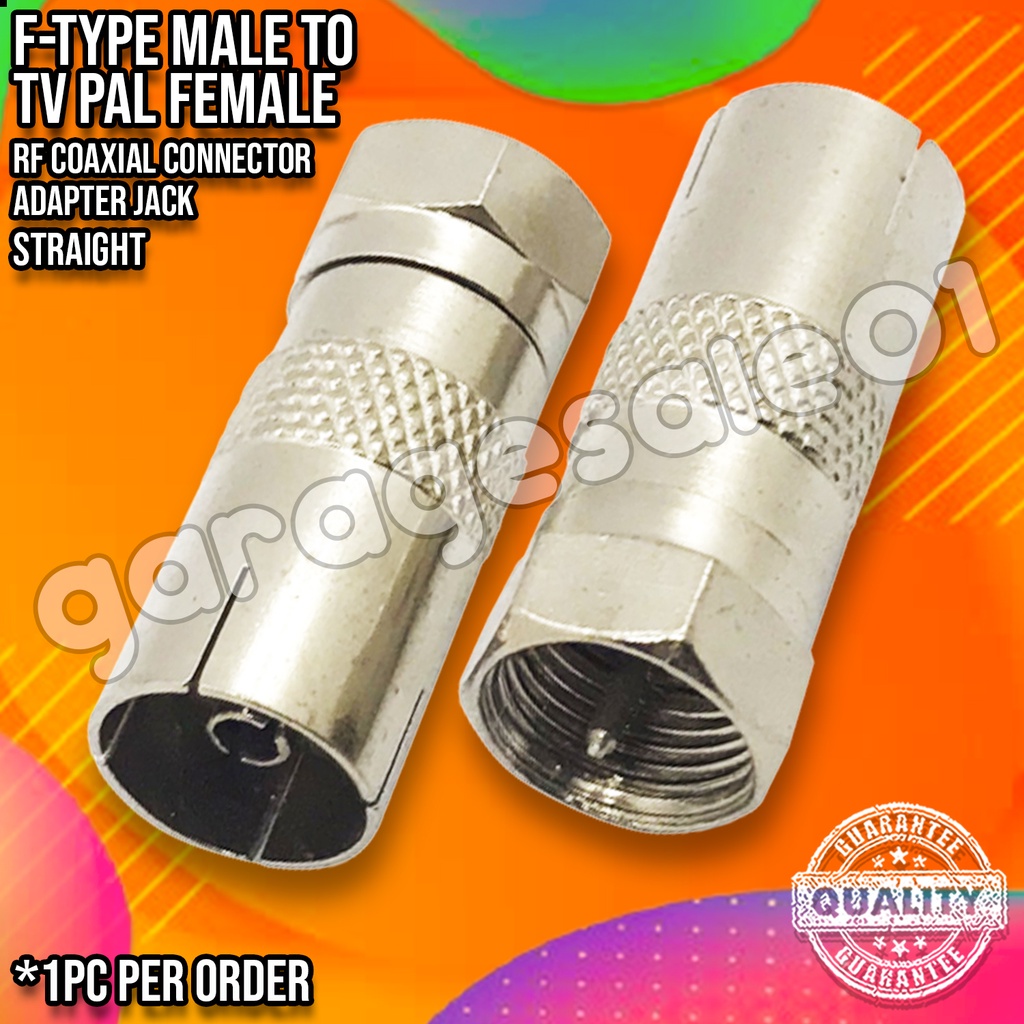 Straight F-Type Male to TV PAL Female RF Coaxial Connector Adapter Jack ...