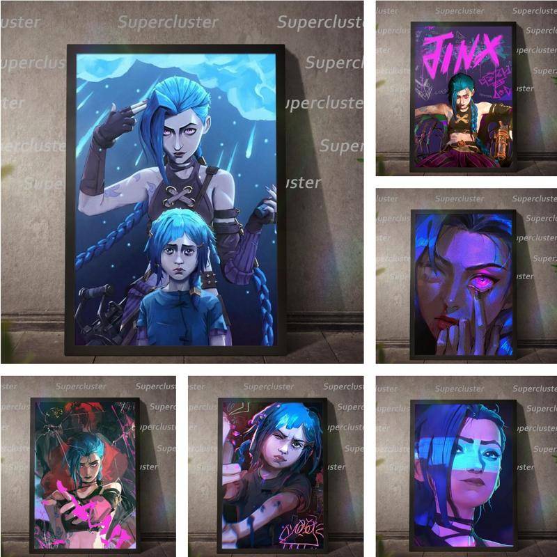 League of Legends Canvas Jinx Arcane Painting Anime LOL Poster Wall ...