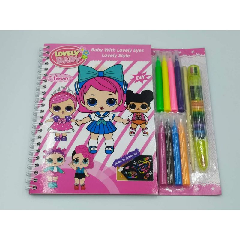 LOL DIY Drawing Book with Coloring Character Unicorn BT21 Dinosaur Cars ...