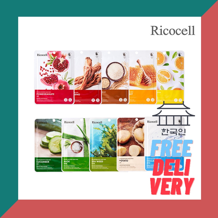 [RICOCELL] Best Selling Nature Recovery MASK Sheet 3ml 13 Types 1PC(23g ...