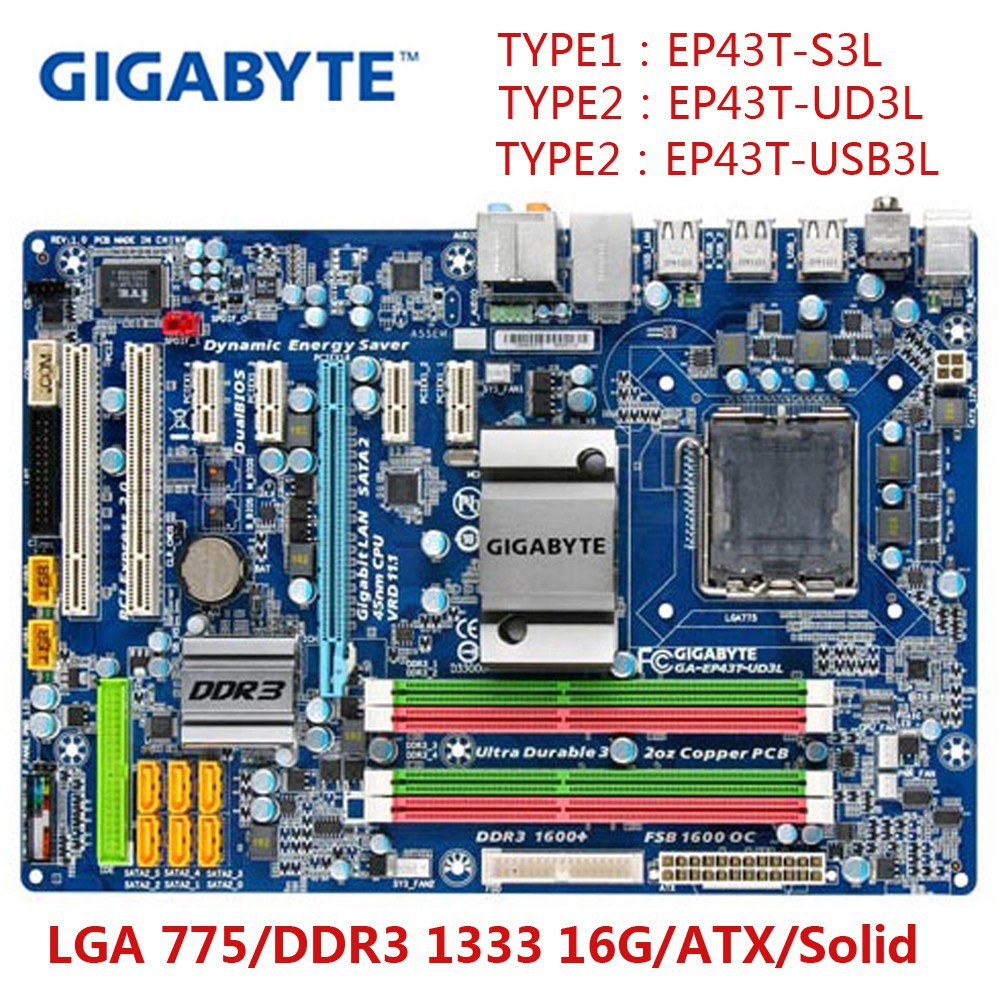 Gigabyte EP43T-S3L UD3L USB3L LGA 775 Motherboard DDR3 P43 16G | Shopee ...