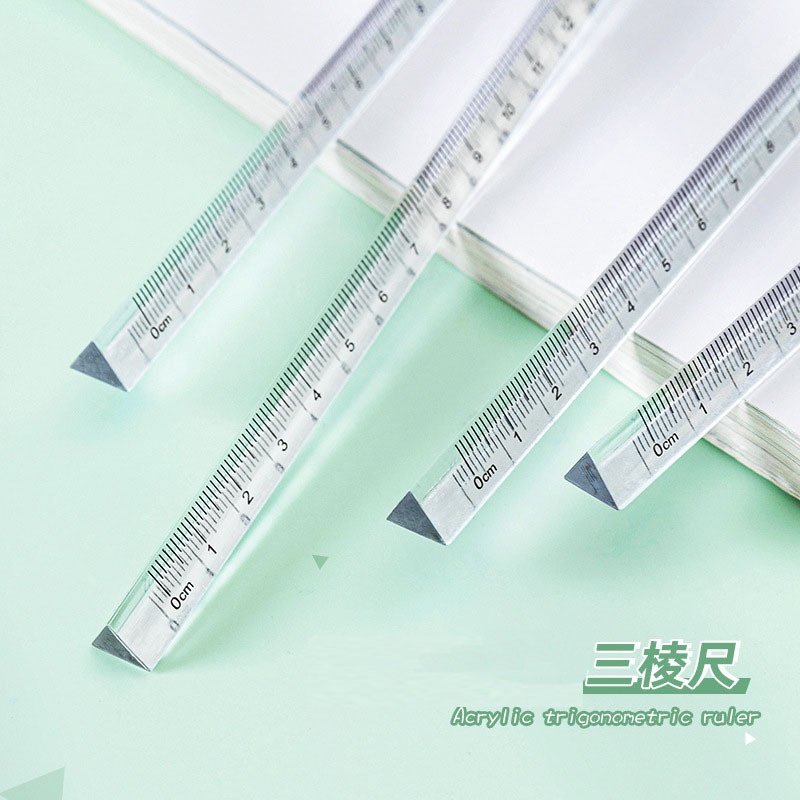 Simple Crystal Three-Prism Ruler Transparent Double-Sided Scale Drawing ...