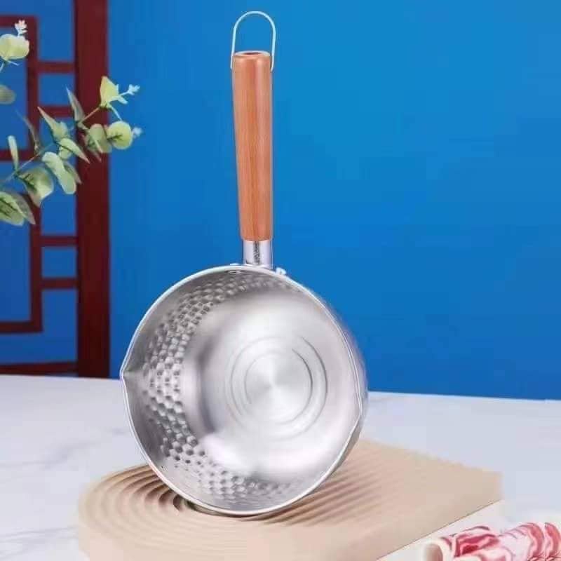 SEVEN NON-STICK SNOW FLAT PAN WOODEN HANDLE STAINLESS STEEL | Shopee ...