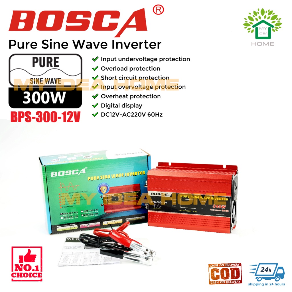 Bosca Pure Sine Wave Inverter 300W/500W Power Inverter DC12V To AC220V ...