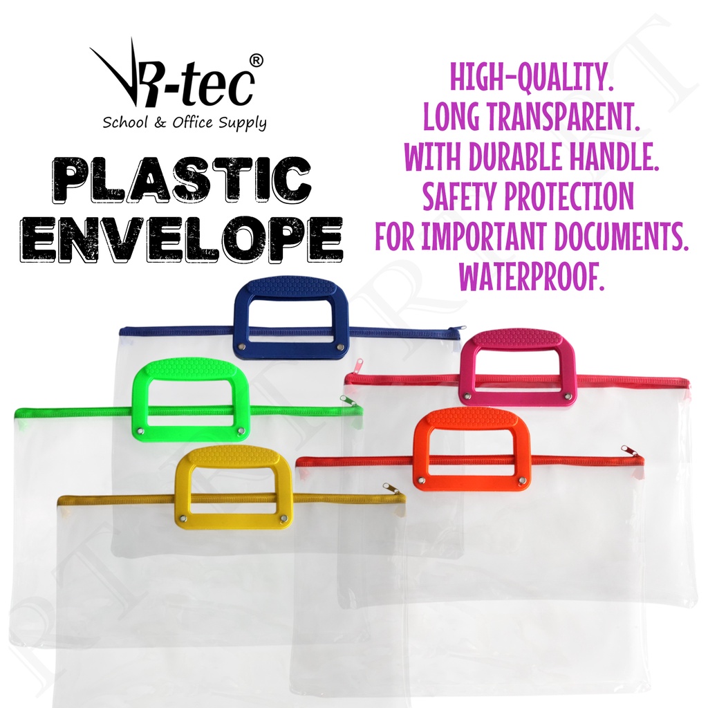 RTEC Expandable Zippered Plastic Envelope Simple transparent Long with ...