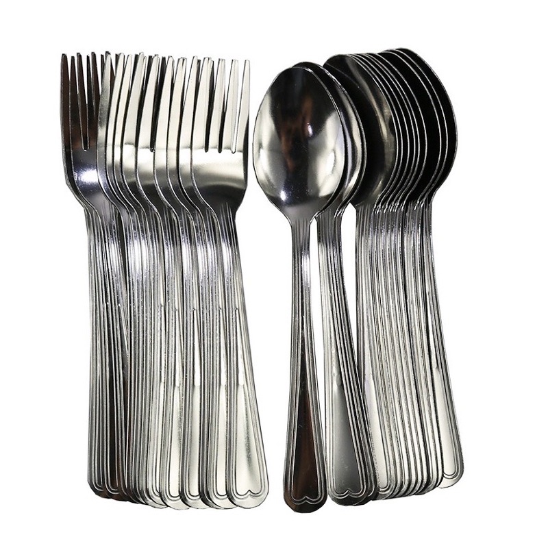 Stainless steel Spoon 1 set(12pcs ) fork 1 set(12pcs) kitchen supplies ...