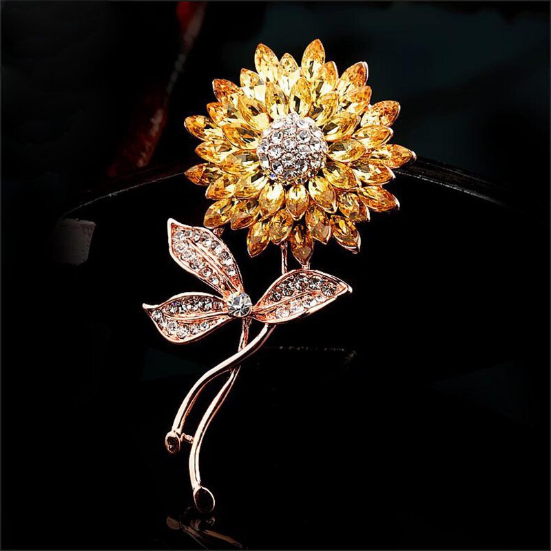 Creative Pearl Sunflower Brooch Rhinestone Sun Flower Brooch Fashion ...