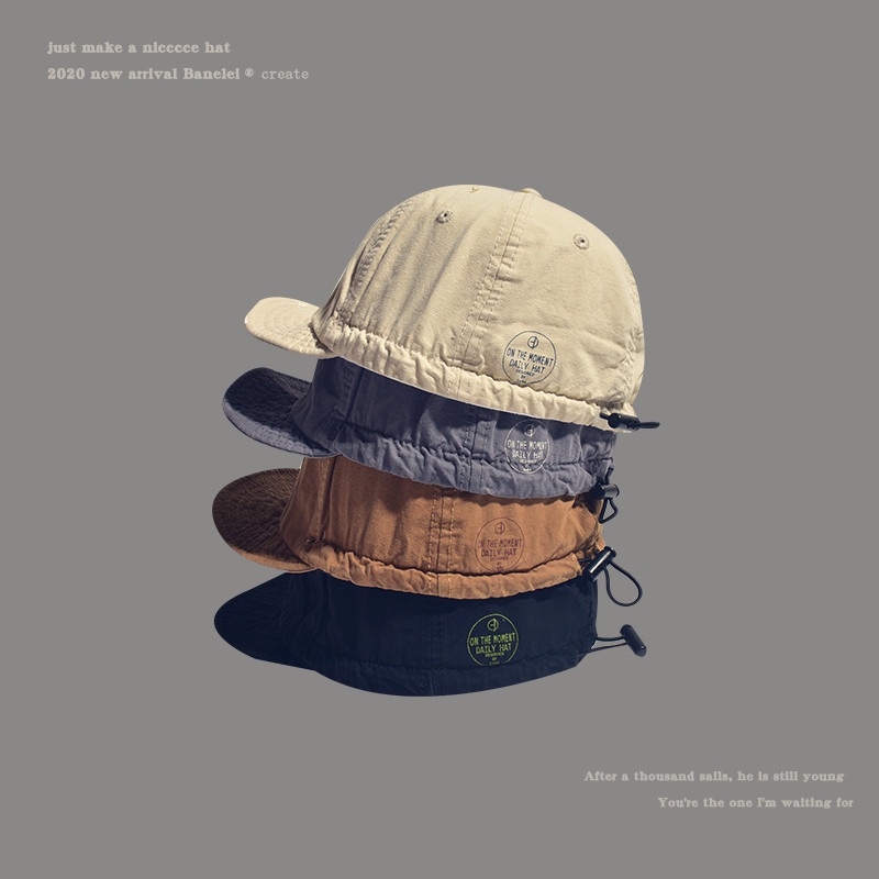 Korean Baseball Cap Cotton Short-brimmed Sun Hat Drawstring Adjustable ...