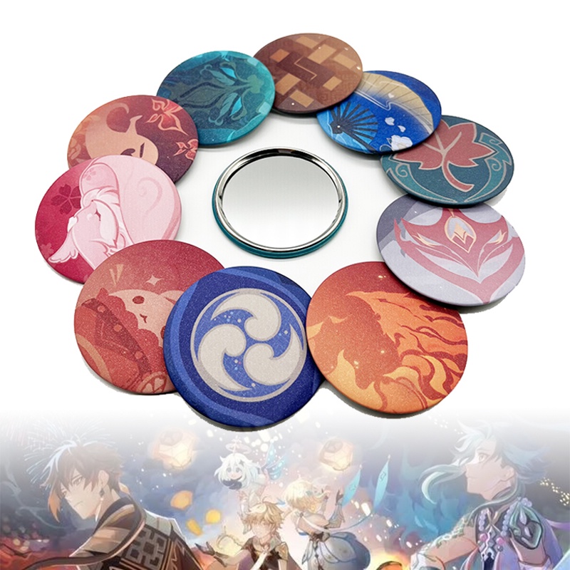 Game Genshin Impact Mirror Cartoon Cute Portable Frosted Fine Sparkle ...