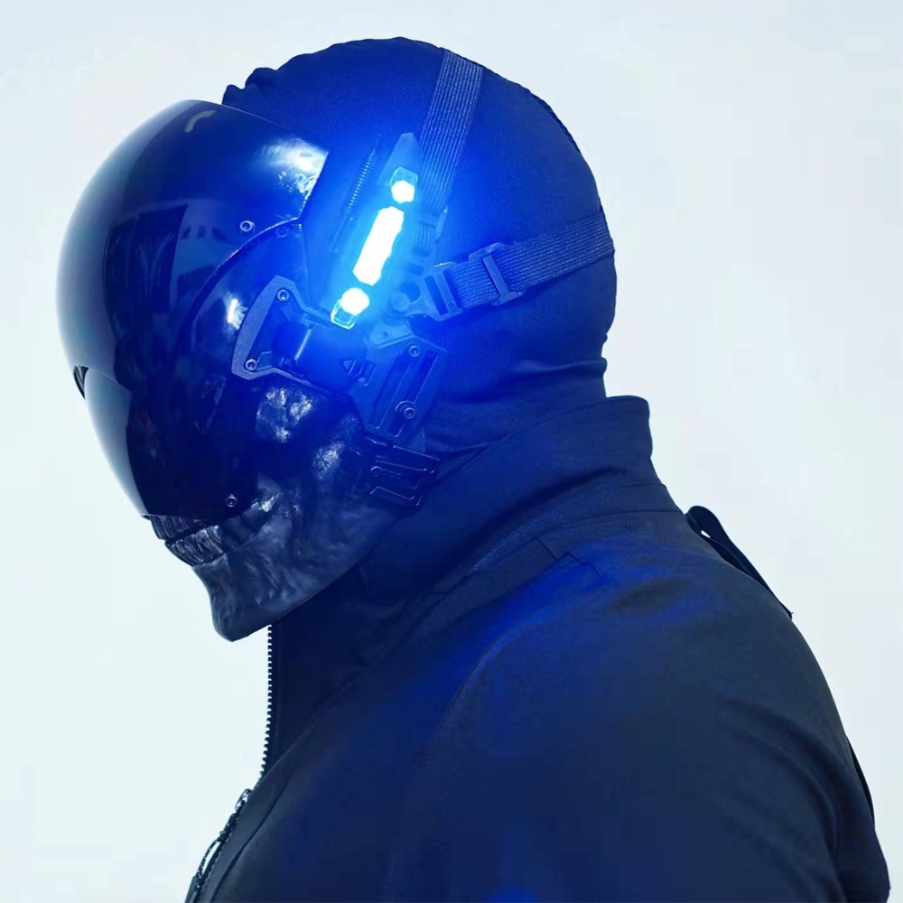 Cyber Punk Cosplay Bloodsport Dc Skull Mask With LED Light, Music ...