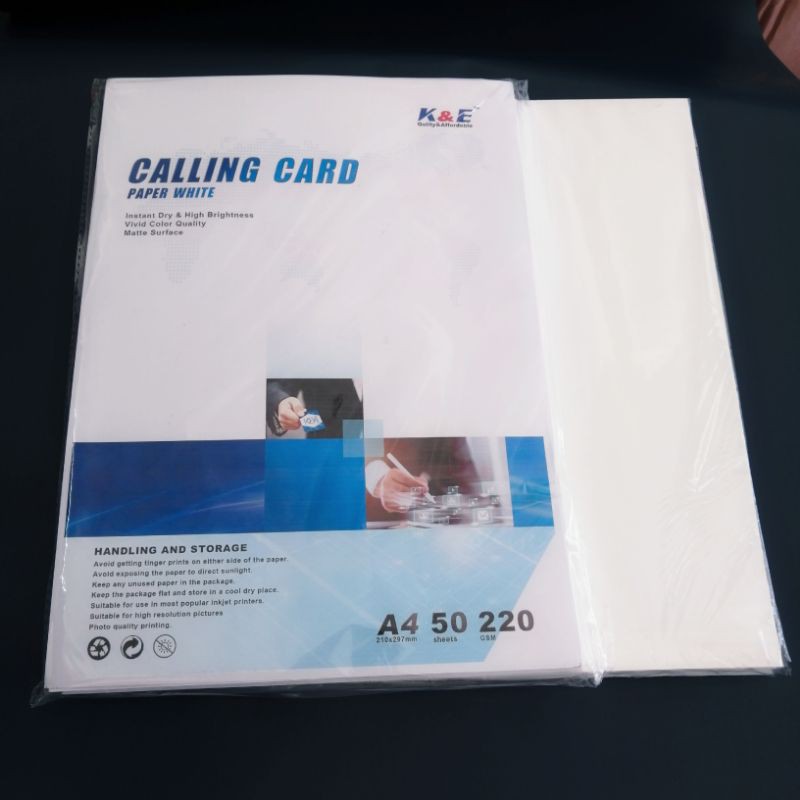 Calling Card Paper A4/50sheets/220gsm/White Double Sided Matte ...