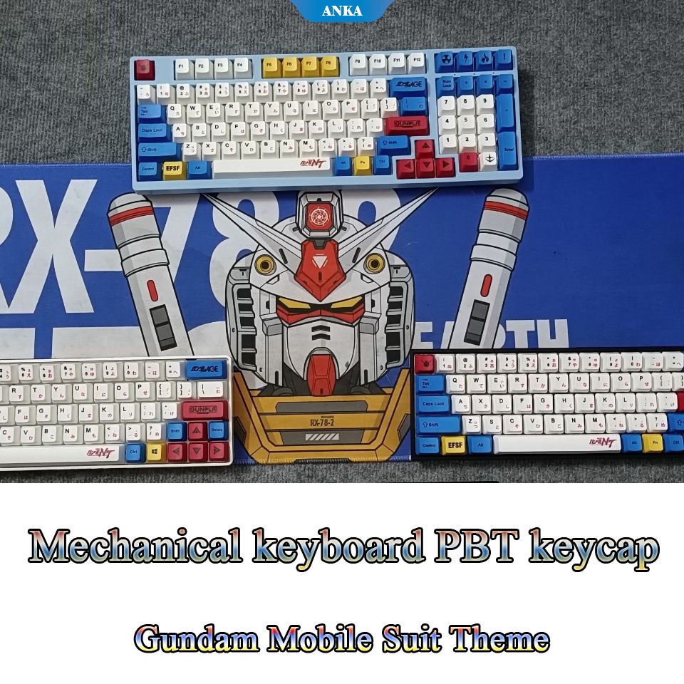 Backlit mechanical keyboard Gundam Mobile Suit theme PBT sublimation ...