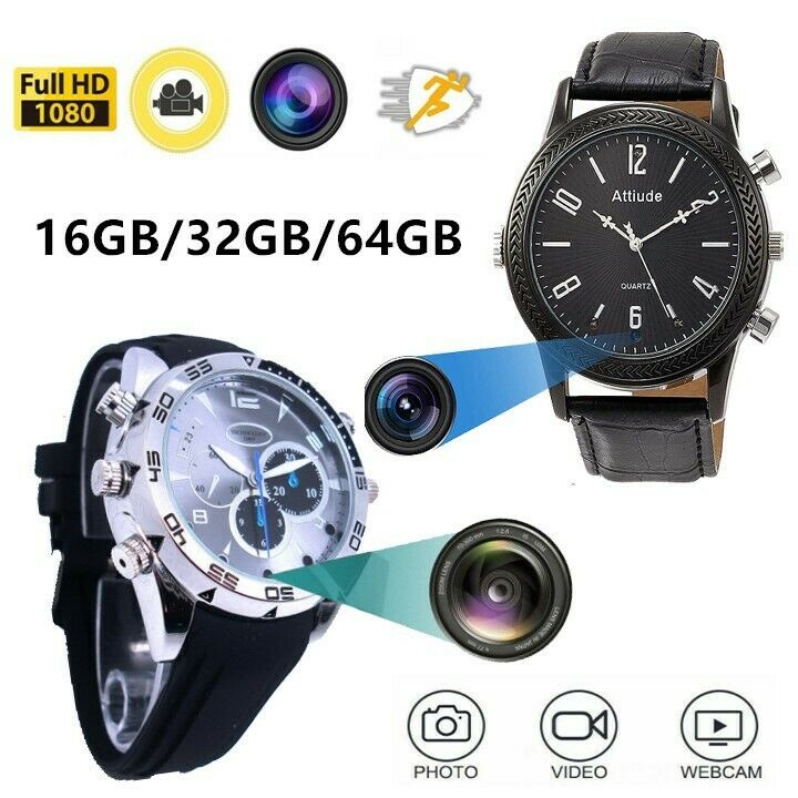 32GB 1080P Waterproof mini spy Camera Watch Hidden IR Night Vision ...