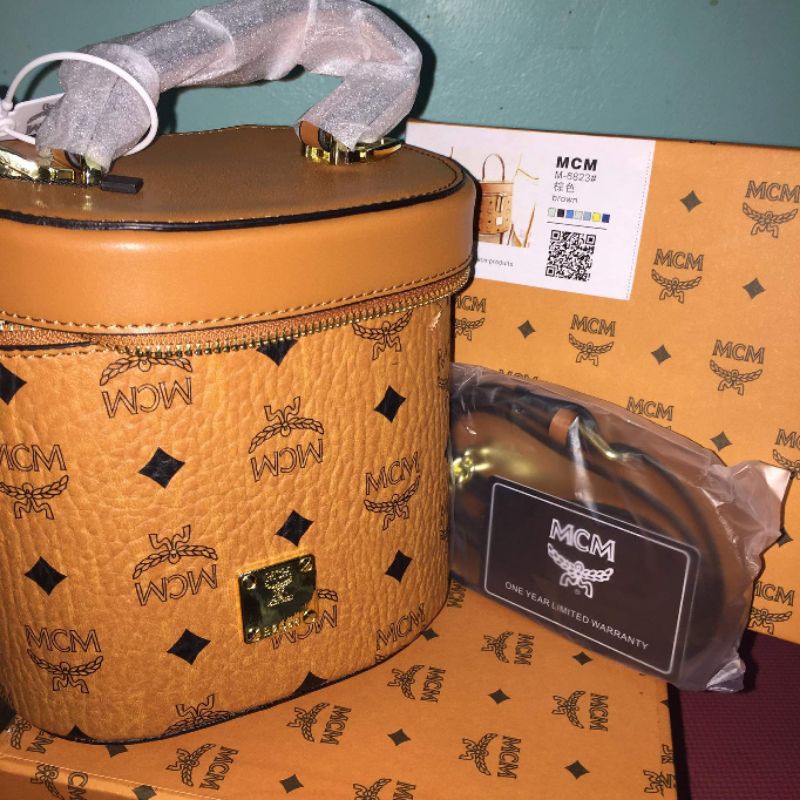 MCM Round Bag/Sling Bag (Beige) | Shopee Philippines
