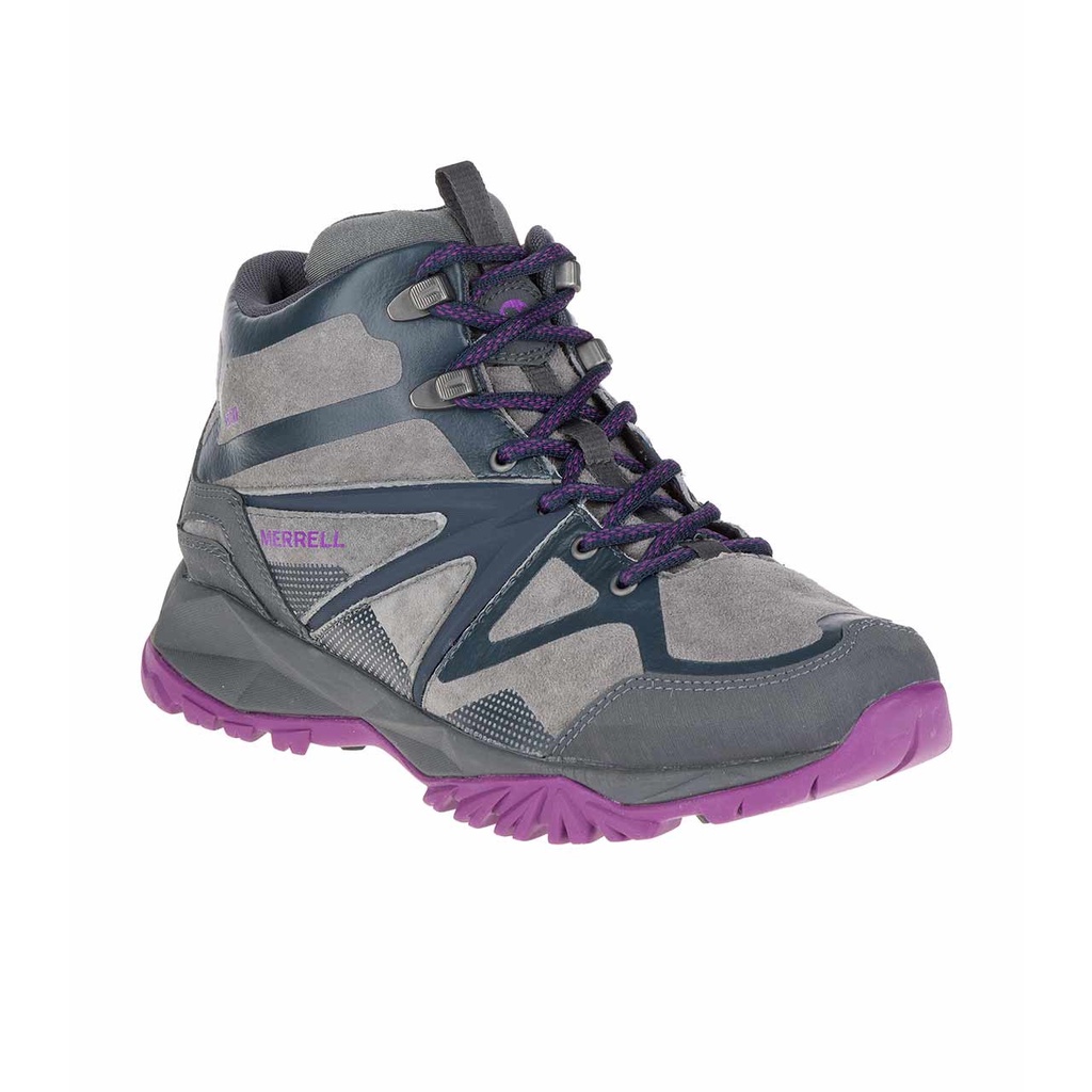 Merrell Women's Hiking Capra Bolt Leather Mid Waterproof - Grey Purple ...