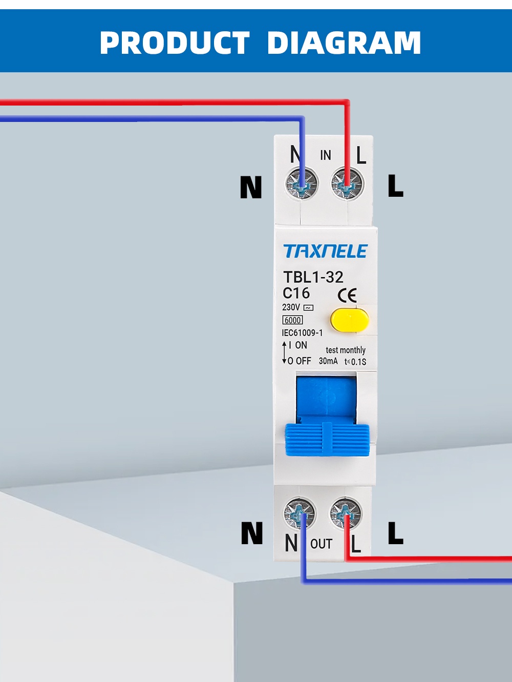 18MM Mini 230V 50/60Hz RCBO 1P+N 6KA Residual Current Differential Automatic Circuit Breaker ...