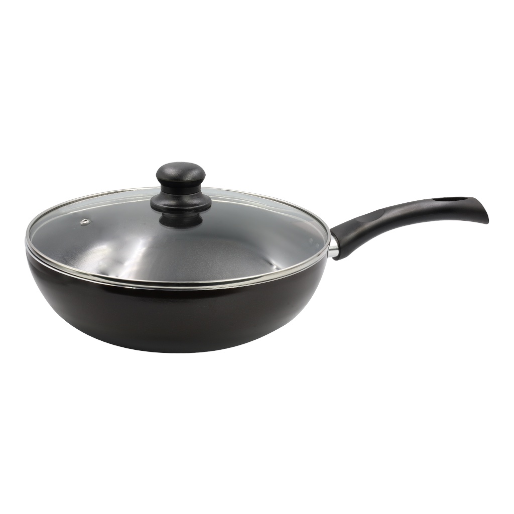 METRO COOKWARES 28CM WOK PAN WITH GLASS LID BK5326 | Shopee Philippines