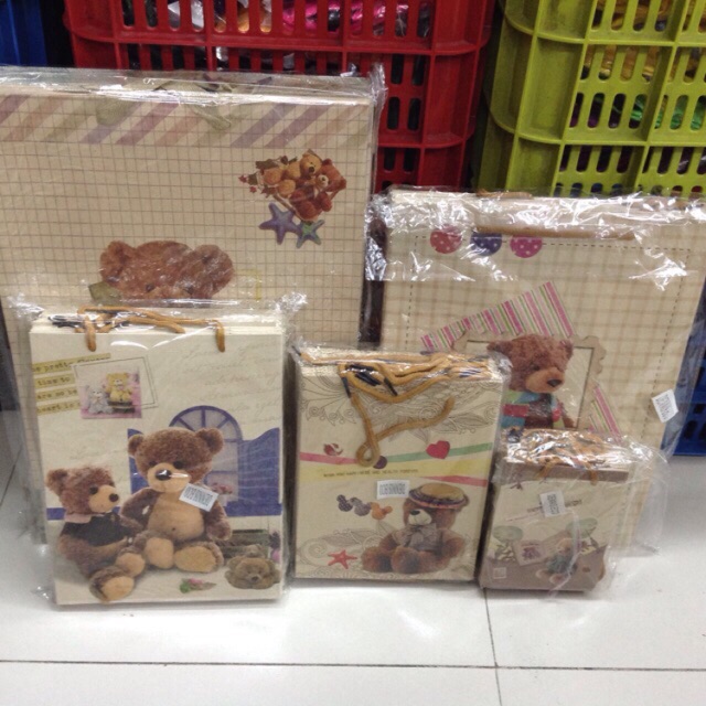 Gift bag Paper bag Teddy bear design paperbag giftbag | Shopee Philippines