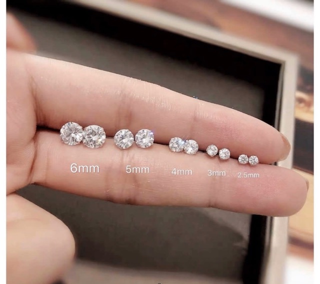 Silver earrings with stone buds Many sizes of pure silver | Shopee ...