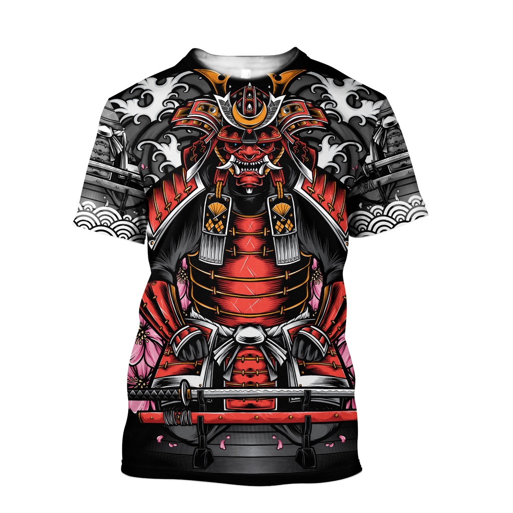 Summer Samurai Oni Mask Tattoo 3D All Over Printed Men t shirt Harajuku ...