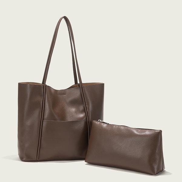 STYLISH large capacity classy minimalist leather shoulder tote bag with ...